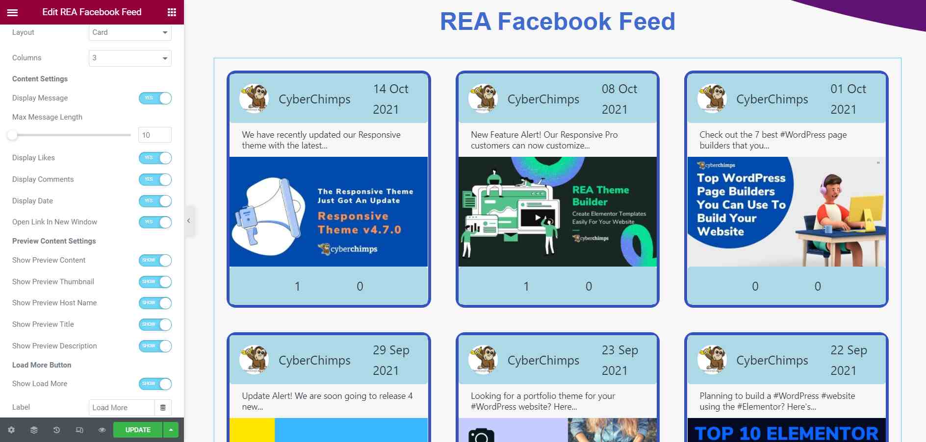 Elementor Facebook Feed - Responsive Addons for Elementor