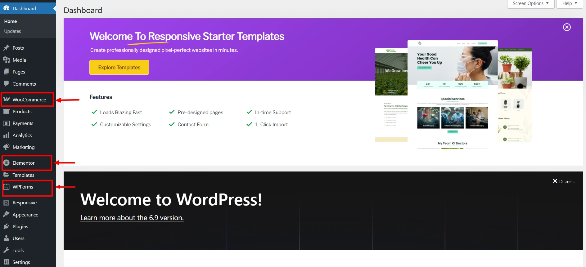 How to customize website after importing Responsive Starter template